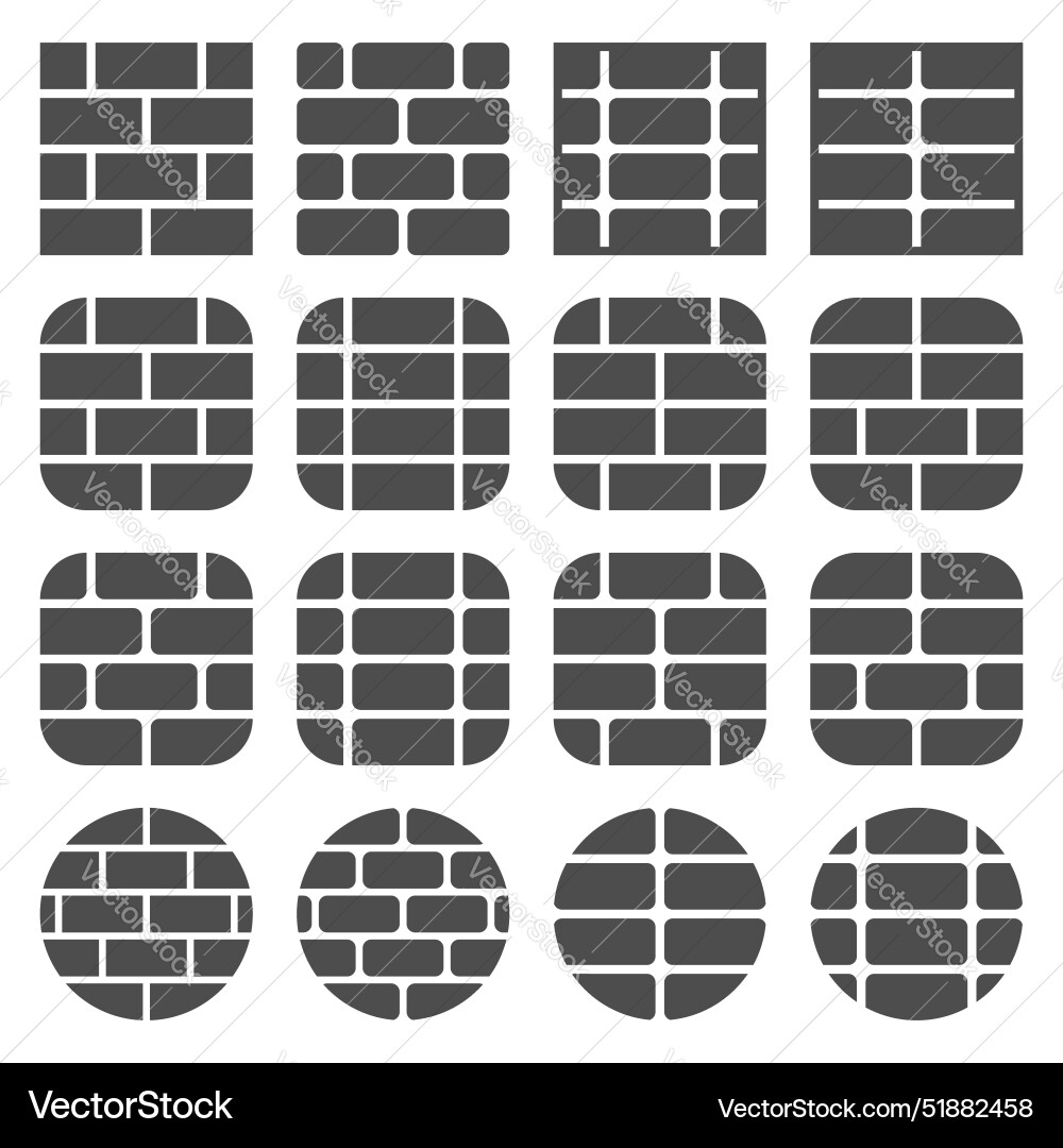 Set of stacked bricks icons Royalty Free Vector Image