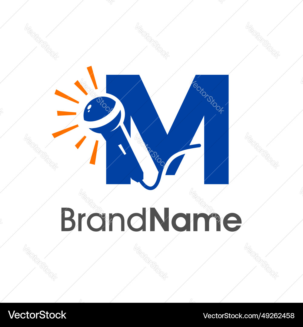 Simple initial m microphone logo Royalty Free Vector Image