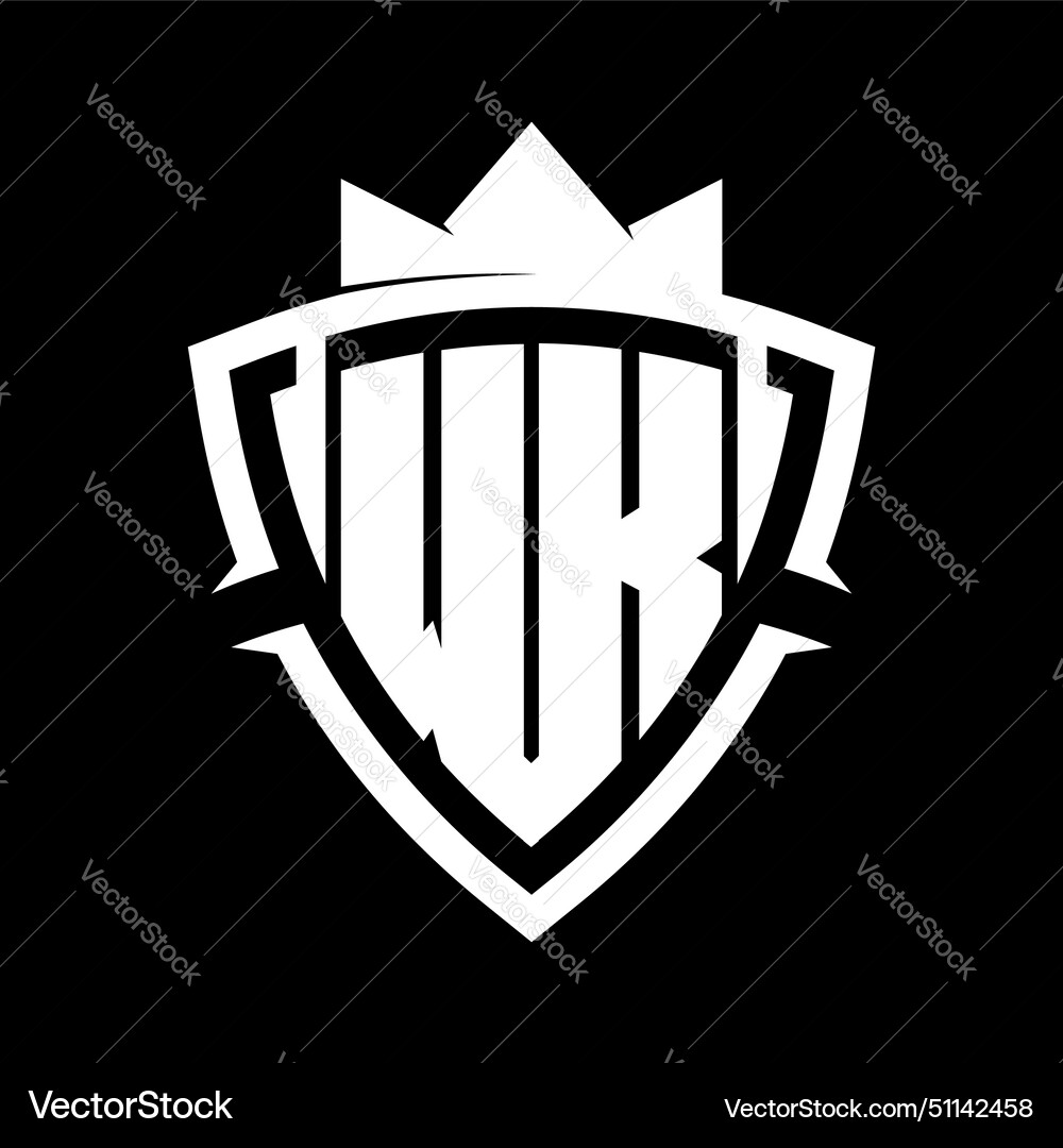 Wk letter monogram with triangle curve shield Vector Image
