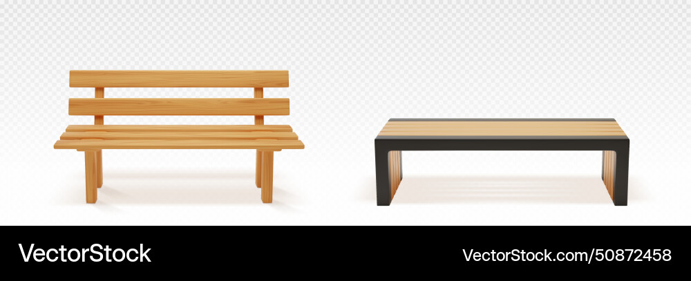 Wooden park or backyard bench front view Vector Image