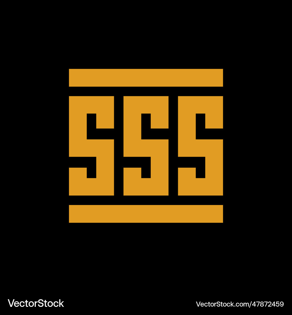 Abstract initial sss logo flat design Royalty Free Vector