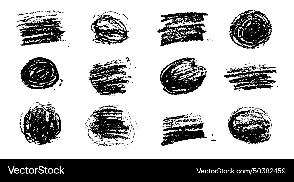 Chalk texture stain set hand drawn Royalty Free Vector Image