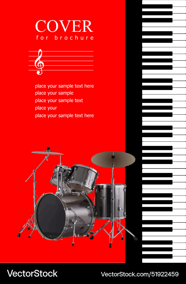 Cover with musical instruments image drum music Vector Image