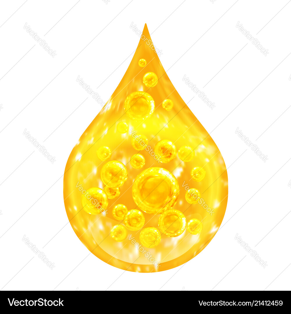 Tropfen Öl innen mit Sauerstoffblasen Makro Vektorbild