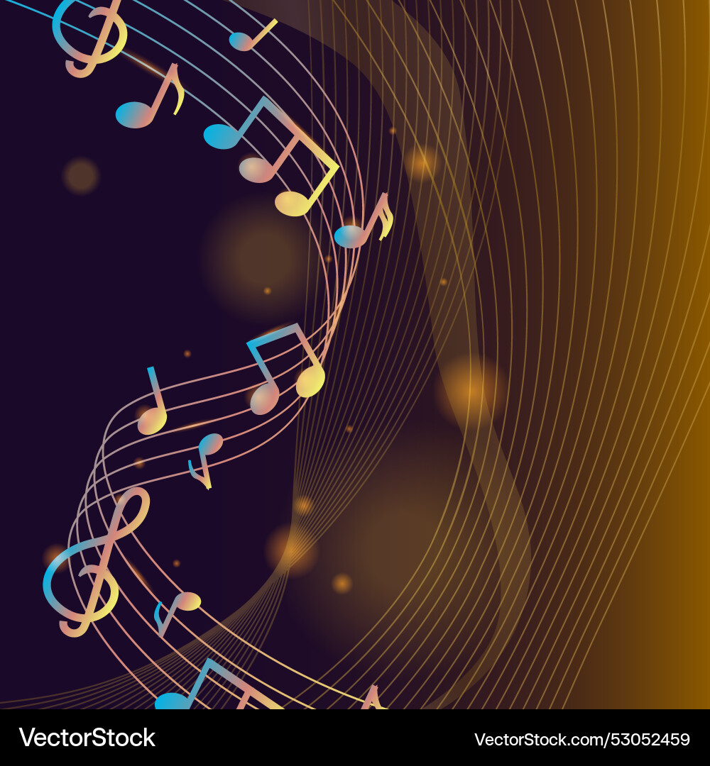 Square cover colorful music notes with bokeh Vector Image