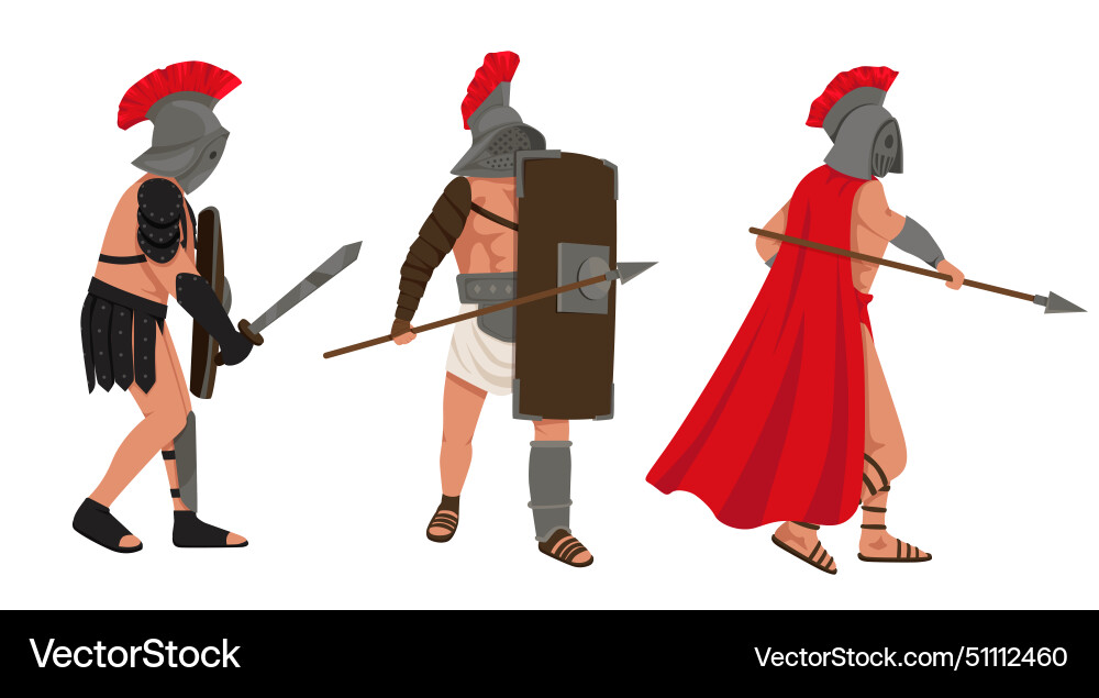 Cartoon gladiator warriors Royalty Free Vector Image