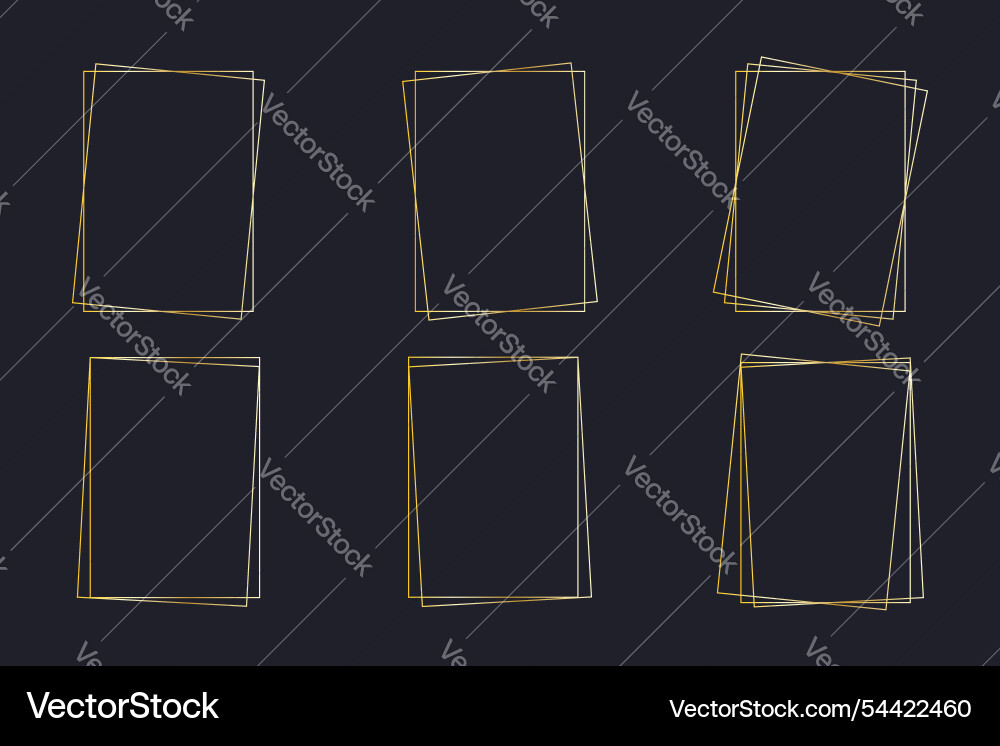 Collection of golden polygon shape frames Vector Image