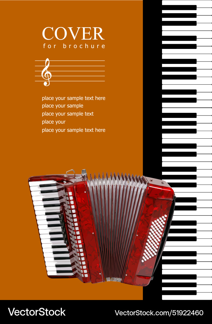 Cover with musical instruments image akk0rdion 3d Vector Image
