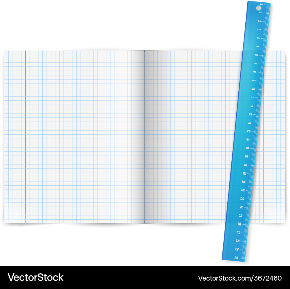 Exercise book with ruler Royalty Free Vector Image