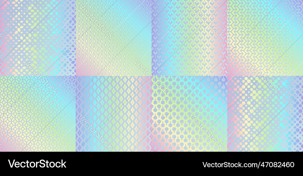 Hologram texture patterns rainbow foil gradient Vector Image