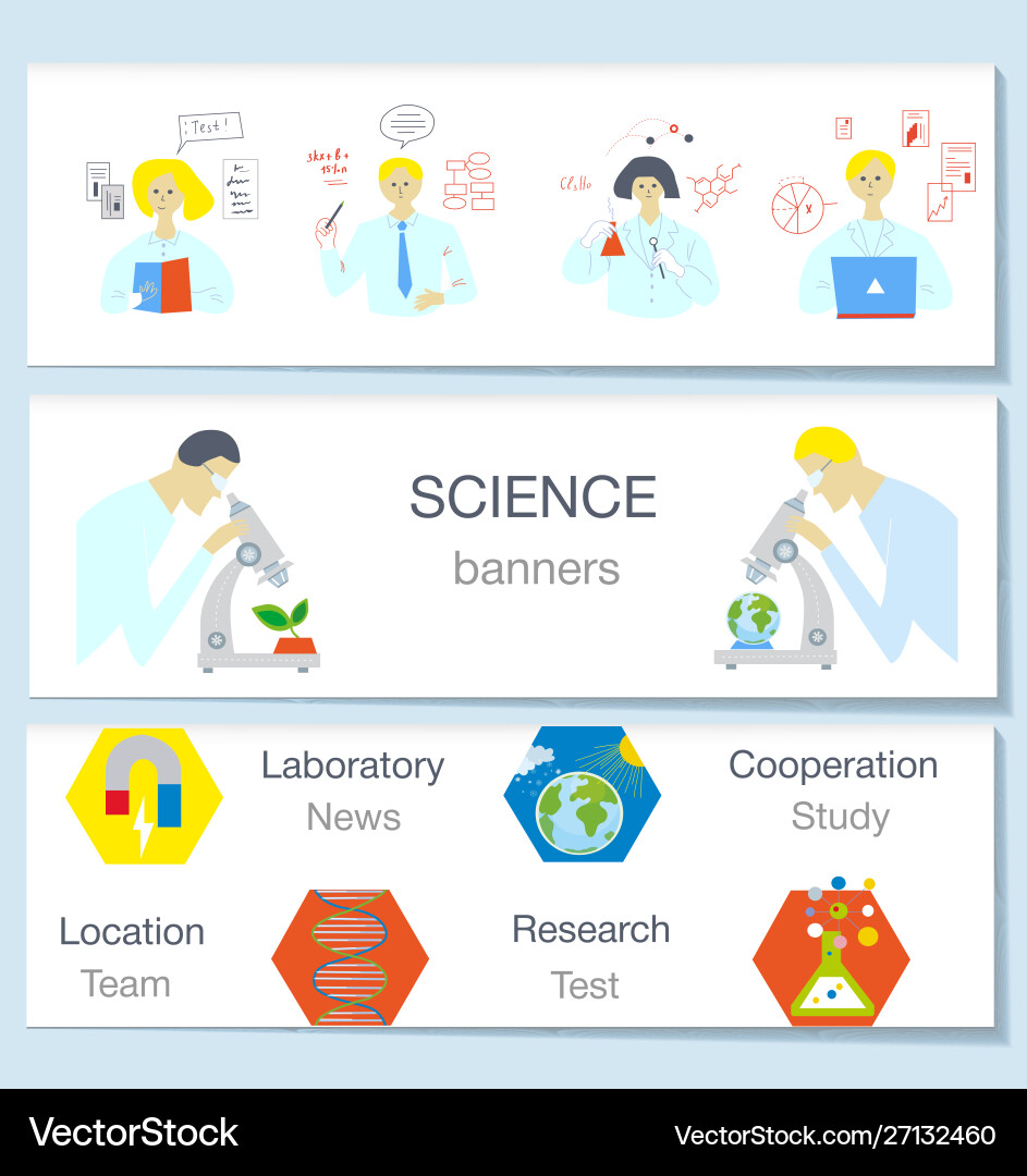 Science banners set for learning or industry Vector Image