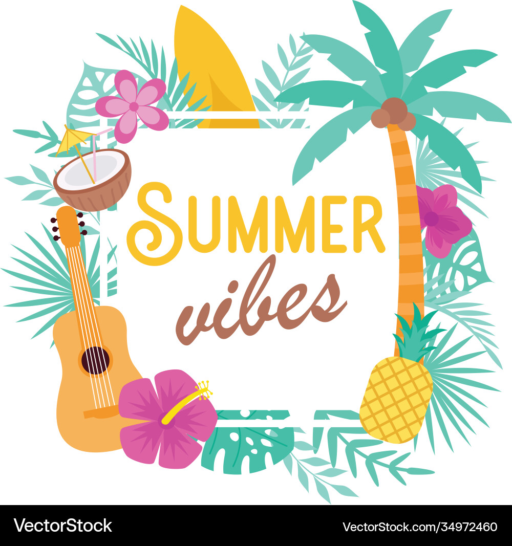 Summer vibes on white background Royalty Free Vector Image