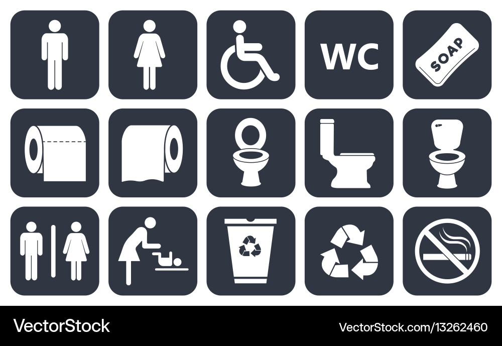 Toilet icons set Royalty Free Vector Image - VectorStock