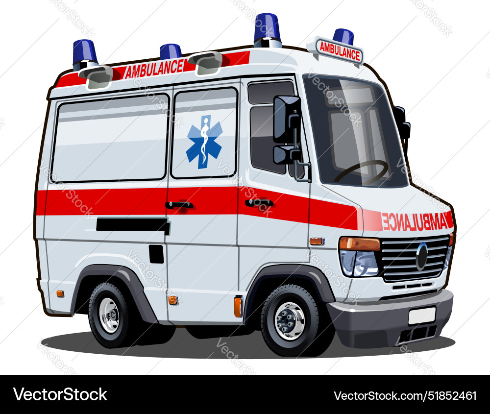Cartoon ambulance car Royalty Free Vector Image