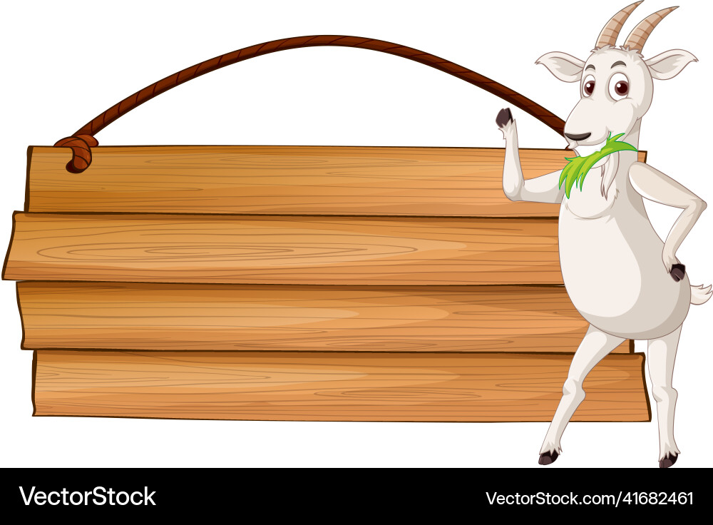 Isolated wooden banner with goat Royalty Free Vector Image