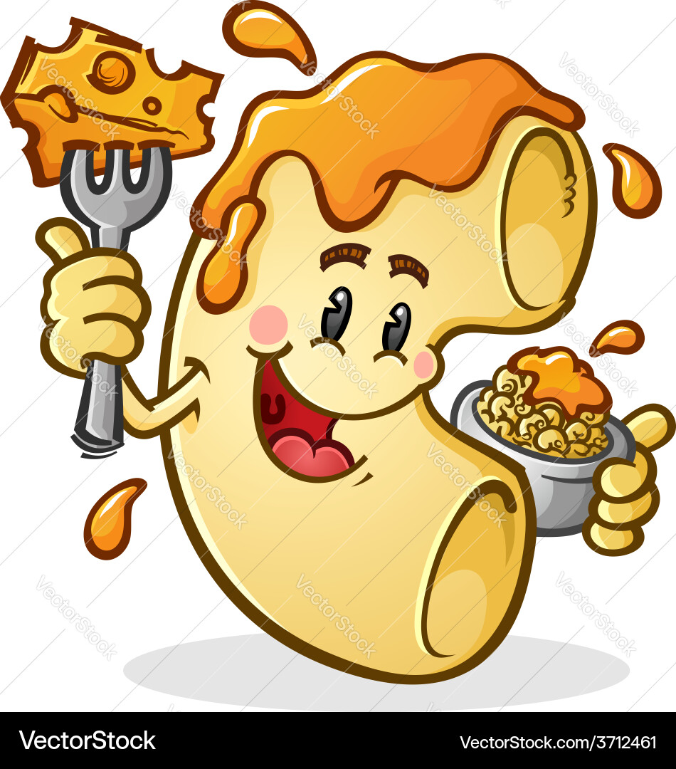 Macaroni and cheese cartoon character Royalty Free Vector