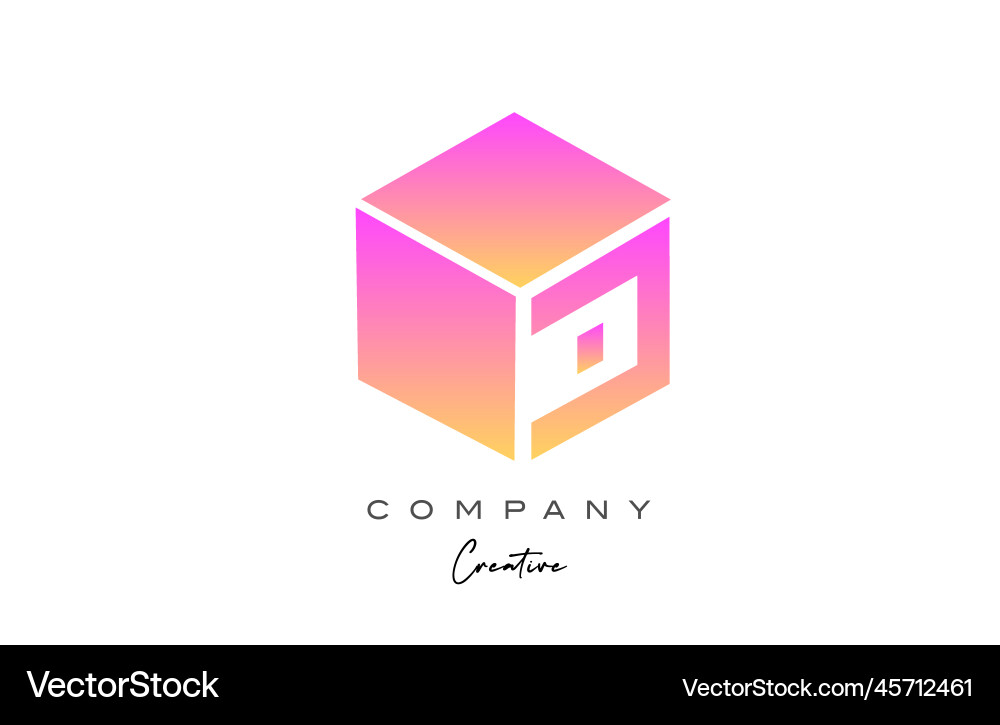 Modern Pink & Yellow Cube Logo Royalty Free Vector Image