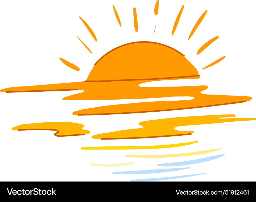Sun sunset cartoon Royalty Free Vector Image - VectorStock