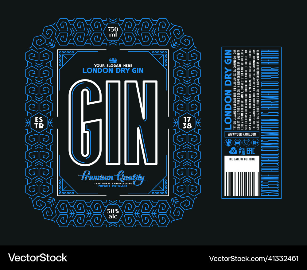 Template decorative label for london dry gin Vector Image