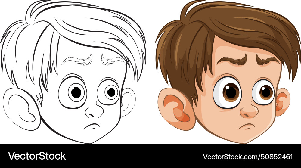 Two cartoon boys showing different emotions Vector Image