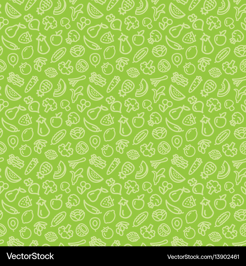 Vegetables and fruits seamless pattern background Vector Image