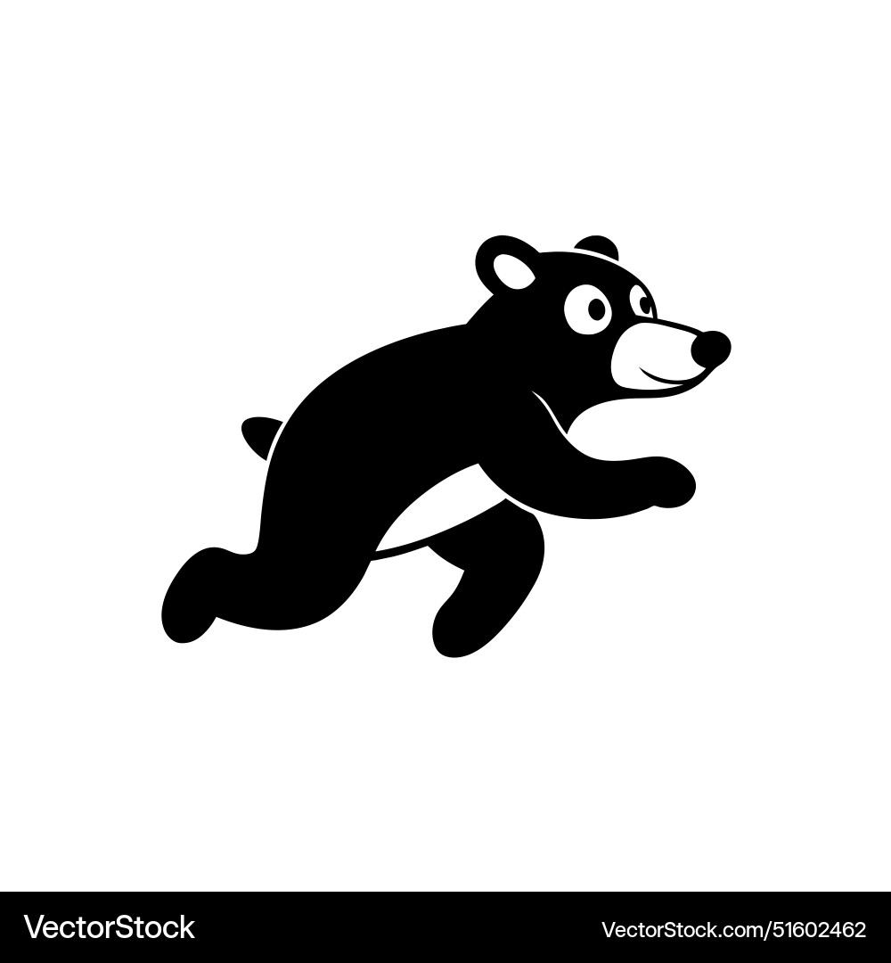 Asian black bear runs icon Royalty Free Vector Image