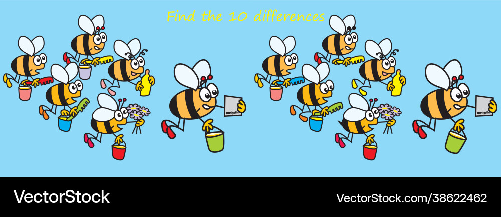 Bees - fin 10 differences Royalty Free Vector Image