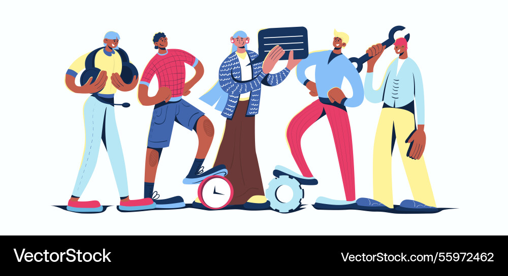 Customer support concept in cartoon web design Vector Image