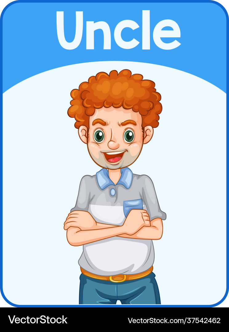 Educational english word card uncle Royalty Free Vector