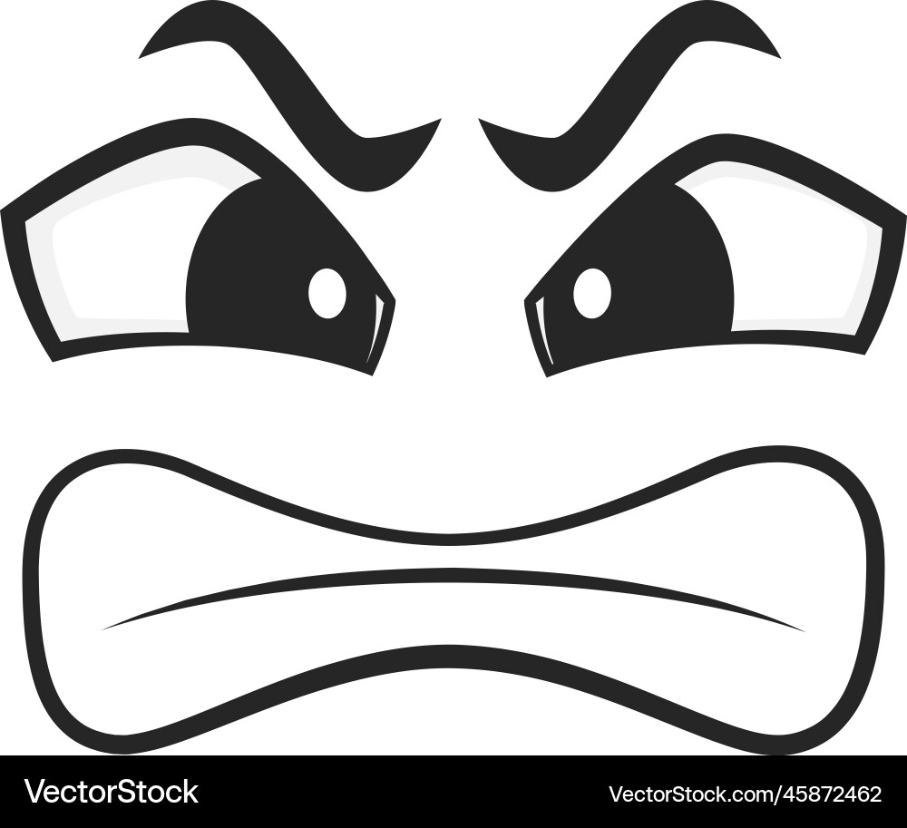 Enraged face comic expression cartoon anger Vector Image