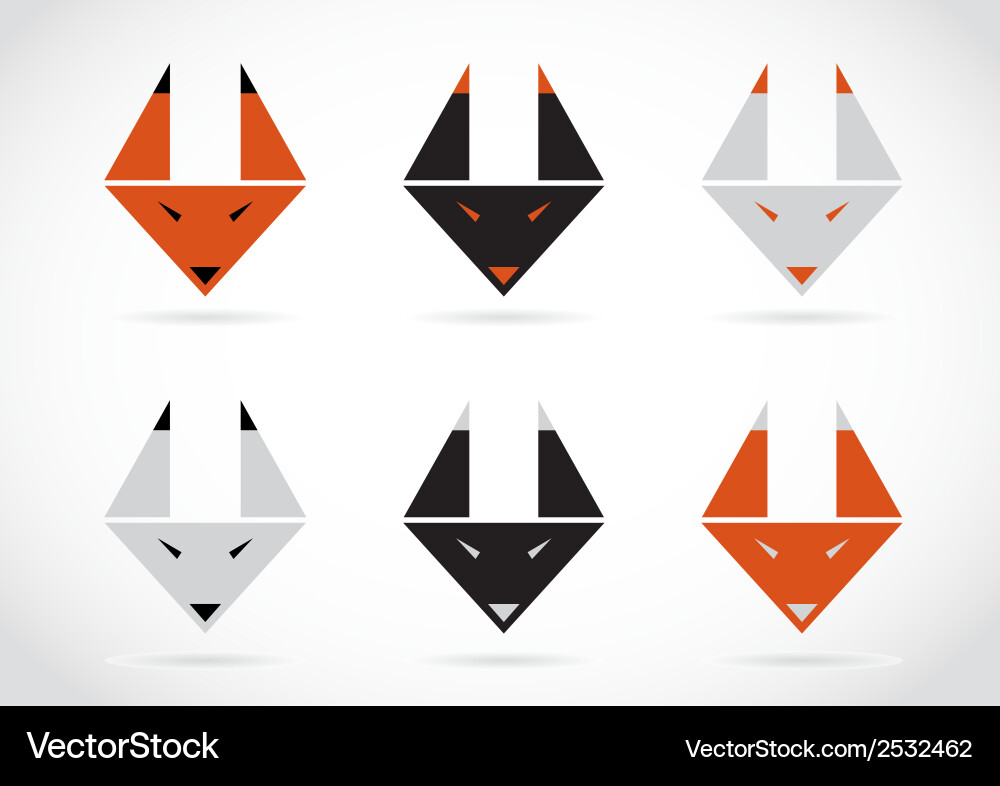 Fox Gesichtssymbole Set Lizenzfreies Vektorbild