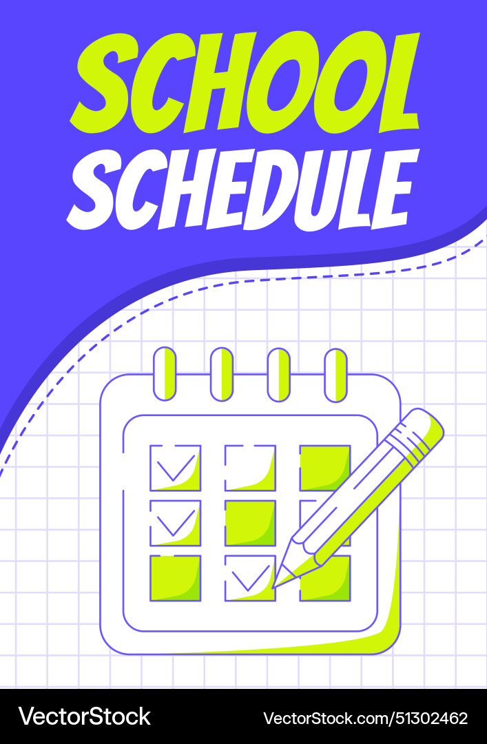School schedule marked with a check mark poster Vector Image