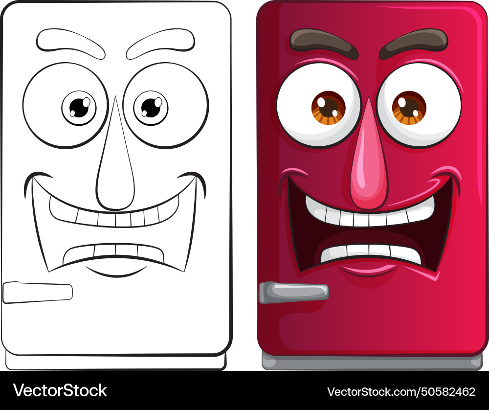 Two cartoon refrigerator emotions Royalty Free Vector Image