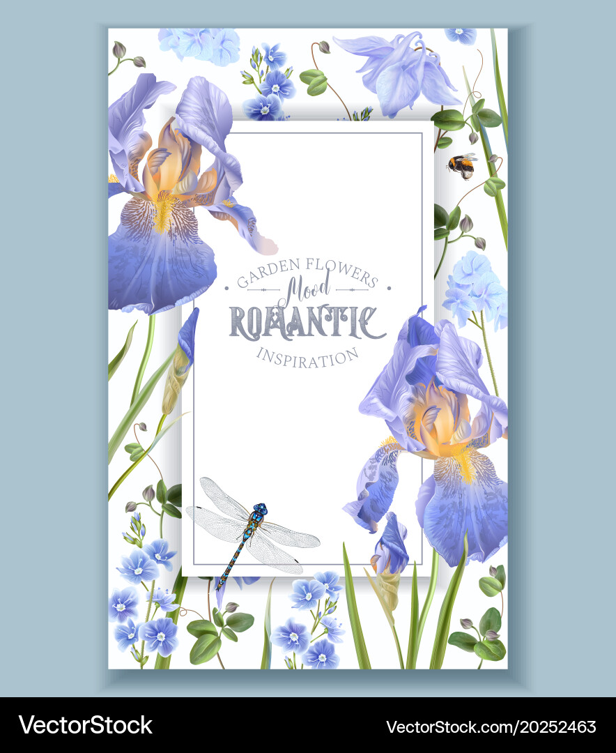 Blue flower frame Royalty Free Vector Image - VectorStock