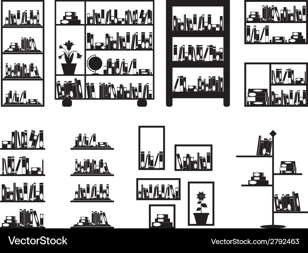 Bookshelves Royalty Free Vector Image - VectorStock