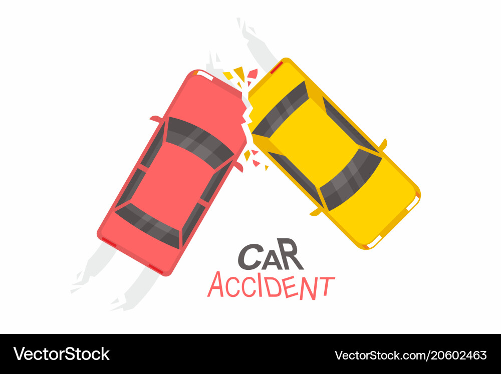 Car accident top view Royalty Free Vector Image
