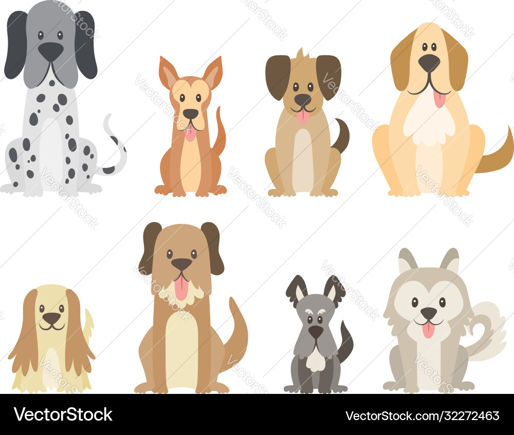 Cute dog collection in cartoon style Royalty Free Vector