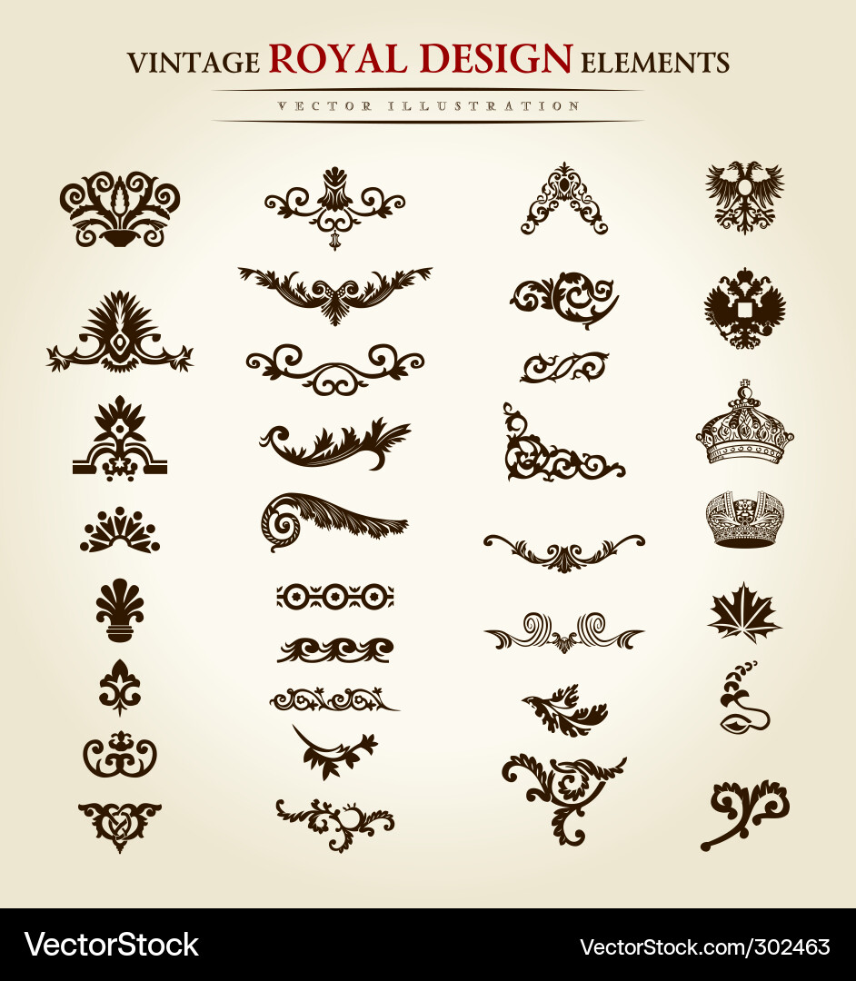 Flower vintage royal design element Royalty Free Vector