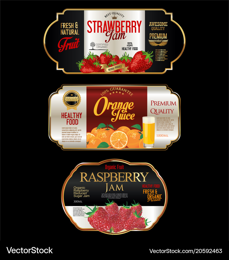 Fruit Jam & Juice Packaging Royalty Free Vector Image