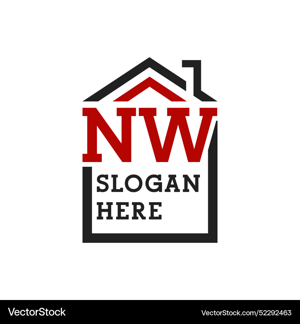 Initial nw house logo for roofing letter real Vector Image
