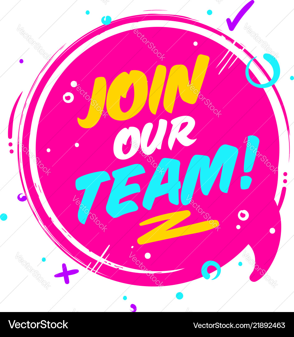 Join our team icon isolated on white pink rounded Vector Image