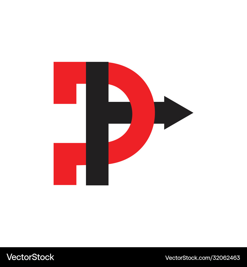 Letter pt simple linked geometric logo Royalty Free Vector