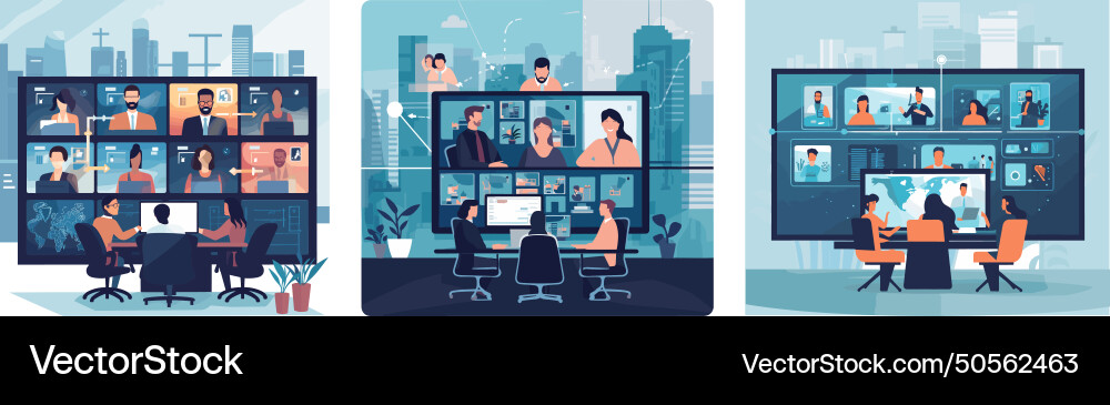 Media expert conference tv connecting discussion Vector Image