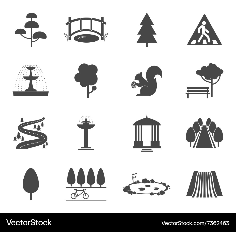 Park icons set Royalty Free Vector Image - VectorStock