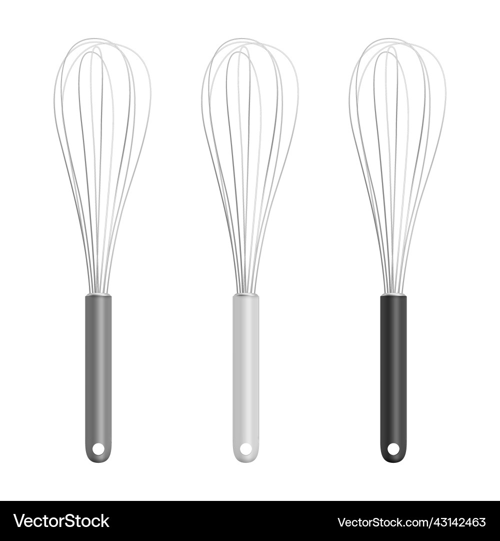 Realistic 3d metal wire steel whisk Royalty Free Vector
