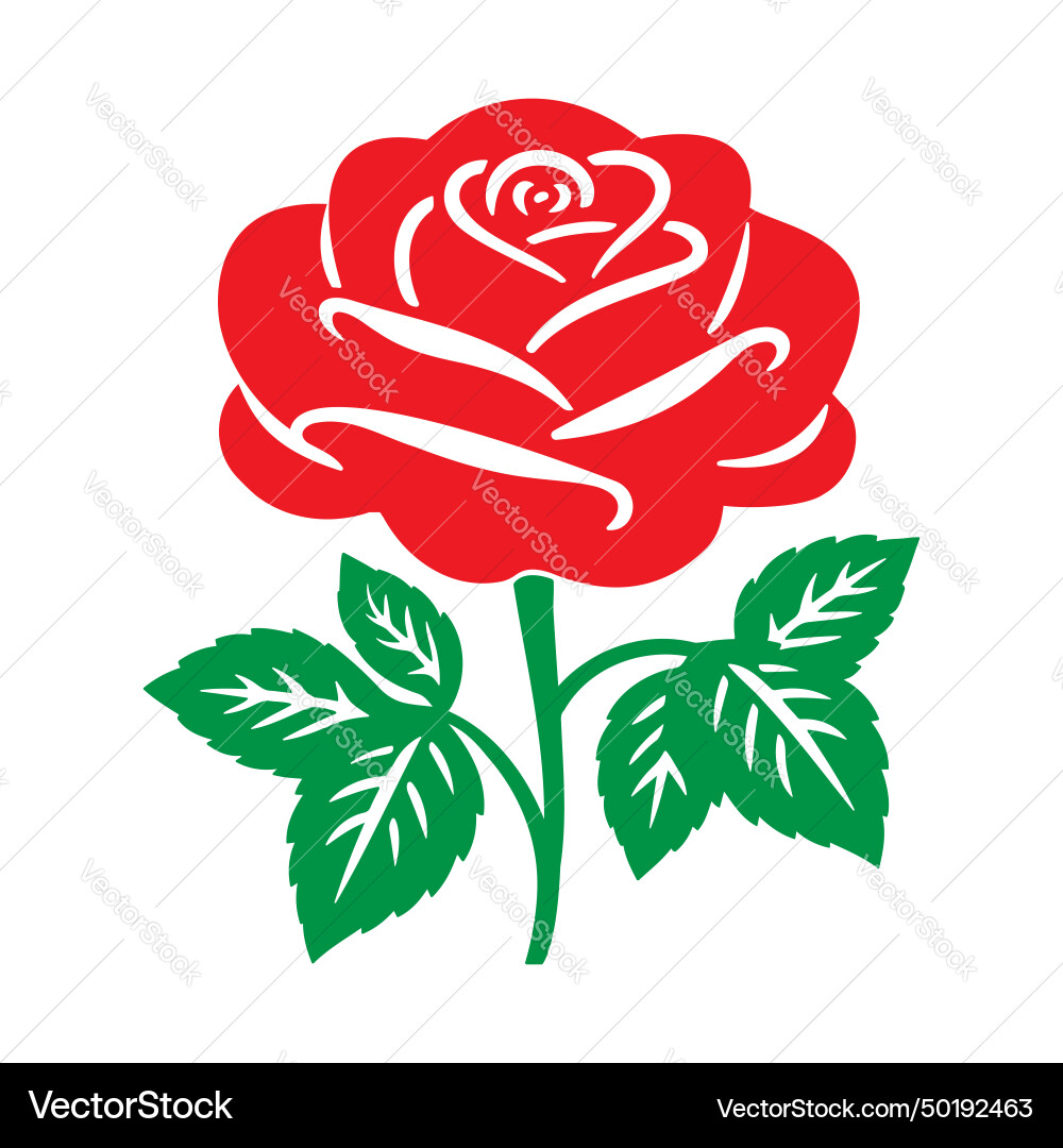 Rose flower with leaves clip art Royalty Free Vector Image