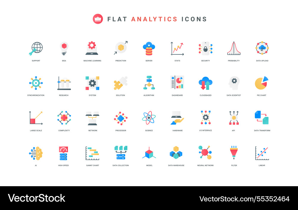 Data analysis with ai machine learning Royalty Free Vector