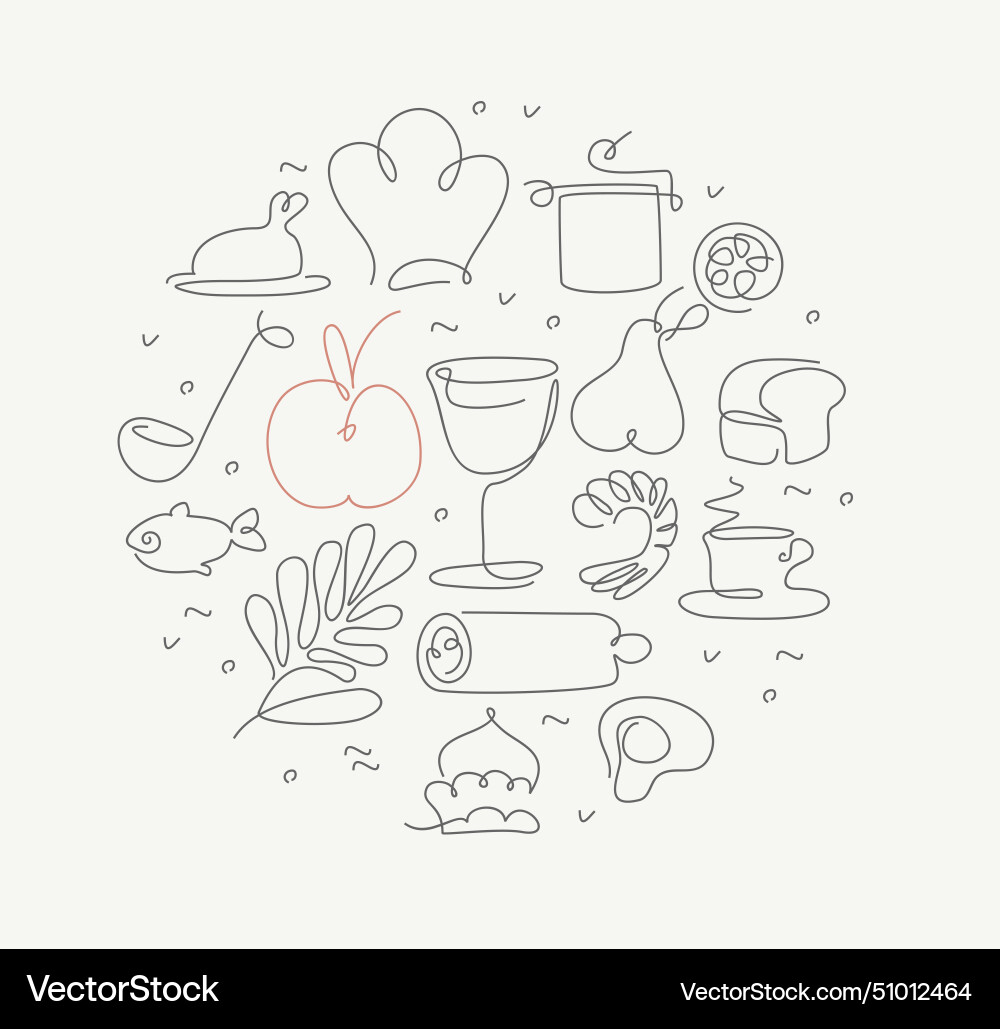Food cooking one continuous line drawing sign Vector Image