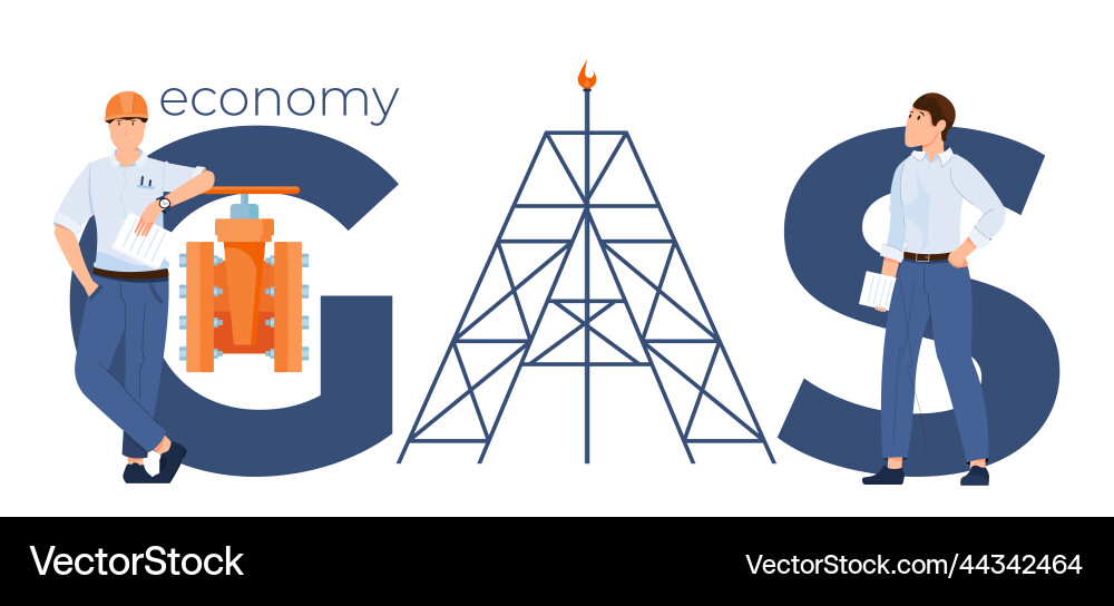 Gas economy flat text Royalty Free Vector Image