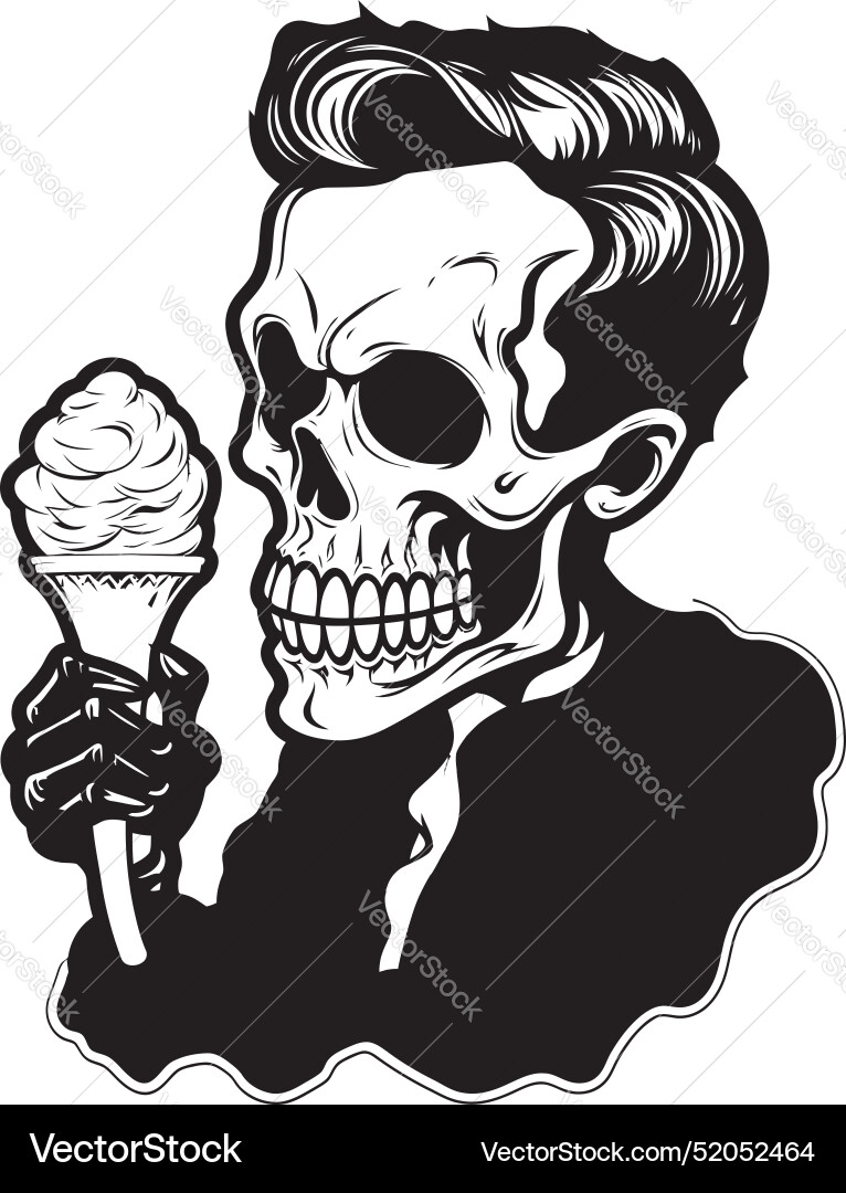 Ghostly goodness soft ice cream with skeleton Vector Image